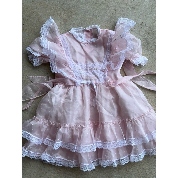 Princess Linens | Dresses | Little Princess Vintage Nylon Pink Ruffle Dress Girls 6 Made Usa ...